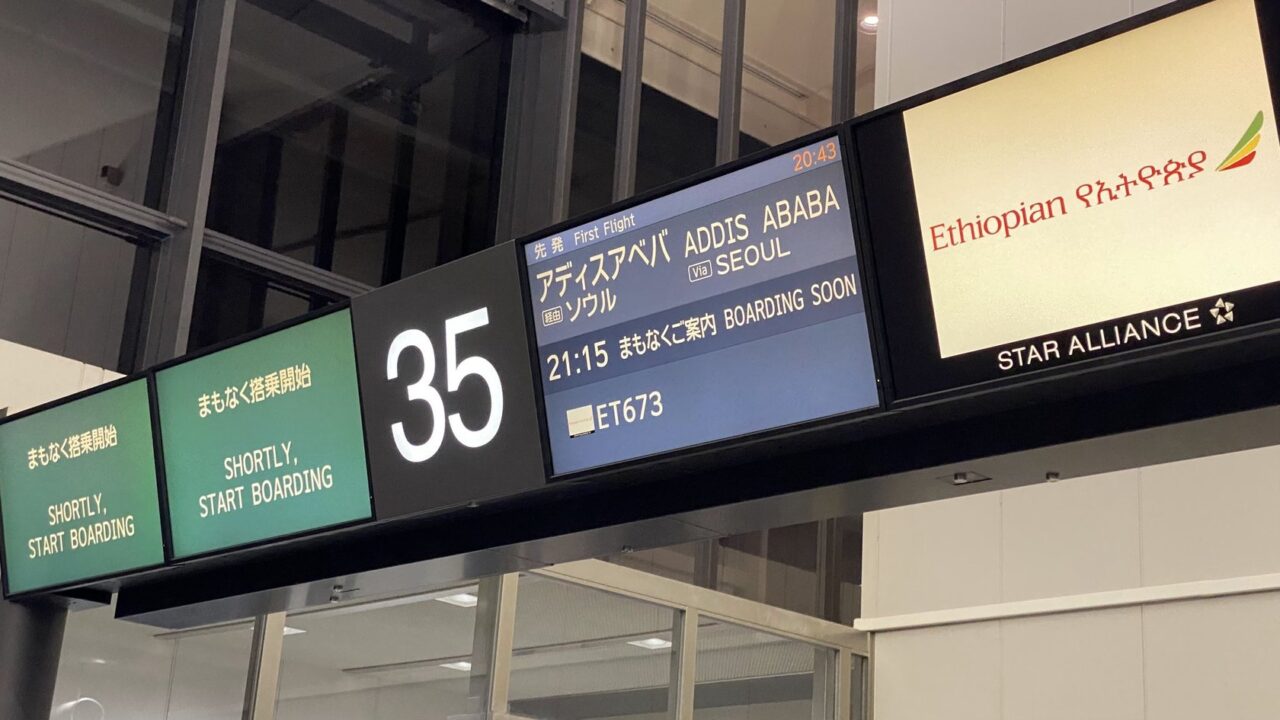 【エチオピア航空 エコノミー 搭乗記】以遠権フライトでアフリカ体験!? 成田→ソウル仁川